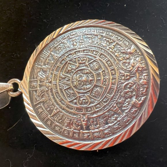 MEXICANA | Accessories | Mexicana Silver Aztec Calendar Mayan Sun Charm ...
